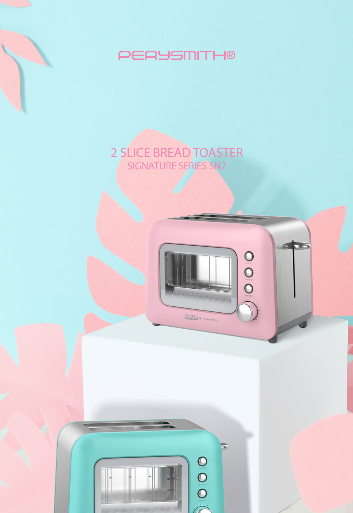 PERYSMITH X BARBIE 2 SLICE BREAD TOASTER SN2 - PerySmith Malaysia