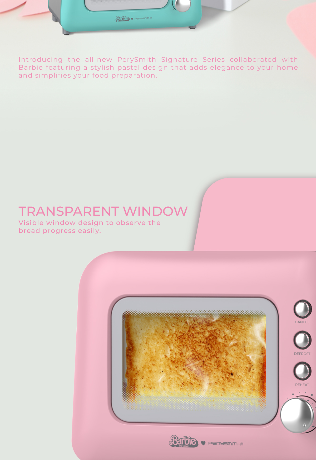 PERYSMITH X BARBIE 2 SLICE BREAD TOASTER SN2 - PerySmith Malaysia