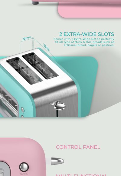 PERYSMITH X BARBIE 2 SLICE BREAD TOASTER SN2 - PerySmith Malaysia