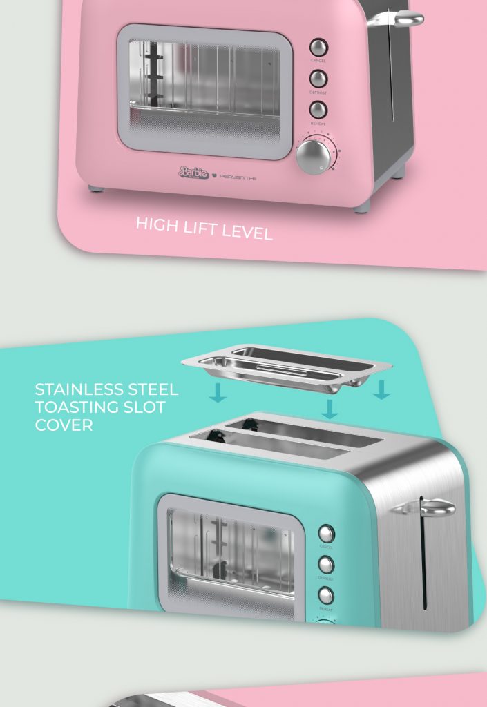 PERYSMITH X BARBIE 2 SLICE BREAD TOASTER SN2 - PerySmith Malaysia