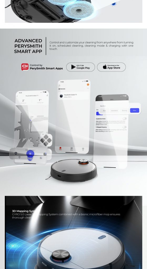 PerySmith Robot Vacuum Cleaner Ai Series Evobot T1 - PerySmith Malaysia